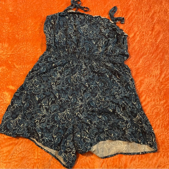 torrid | Pants & Jumpsuits | Torrid Blue Floral Jumpsuit Sz 2 | Poshmark